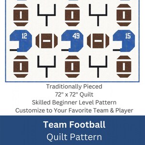 Team Football Quilt Pattern by Juliah Tiedemann for Easy Piecy Quilts ...