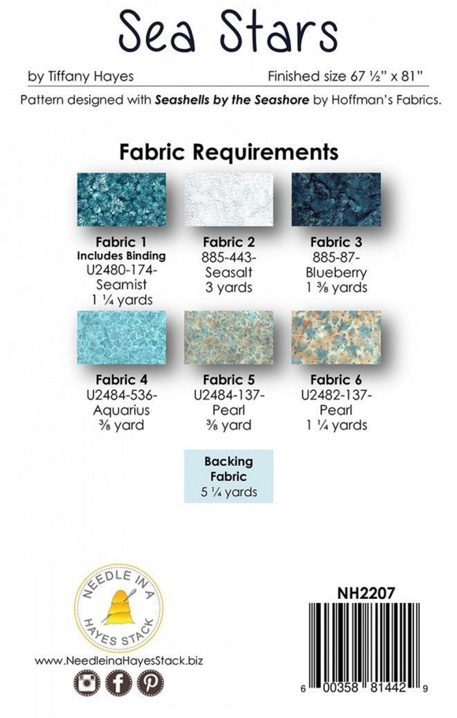 Sea Stars Quilt Pattern by Needle in a Hayes Stack - Modern Blue Star ...