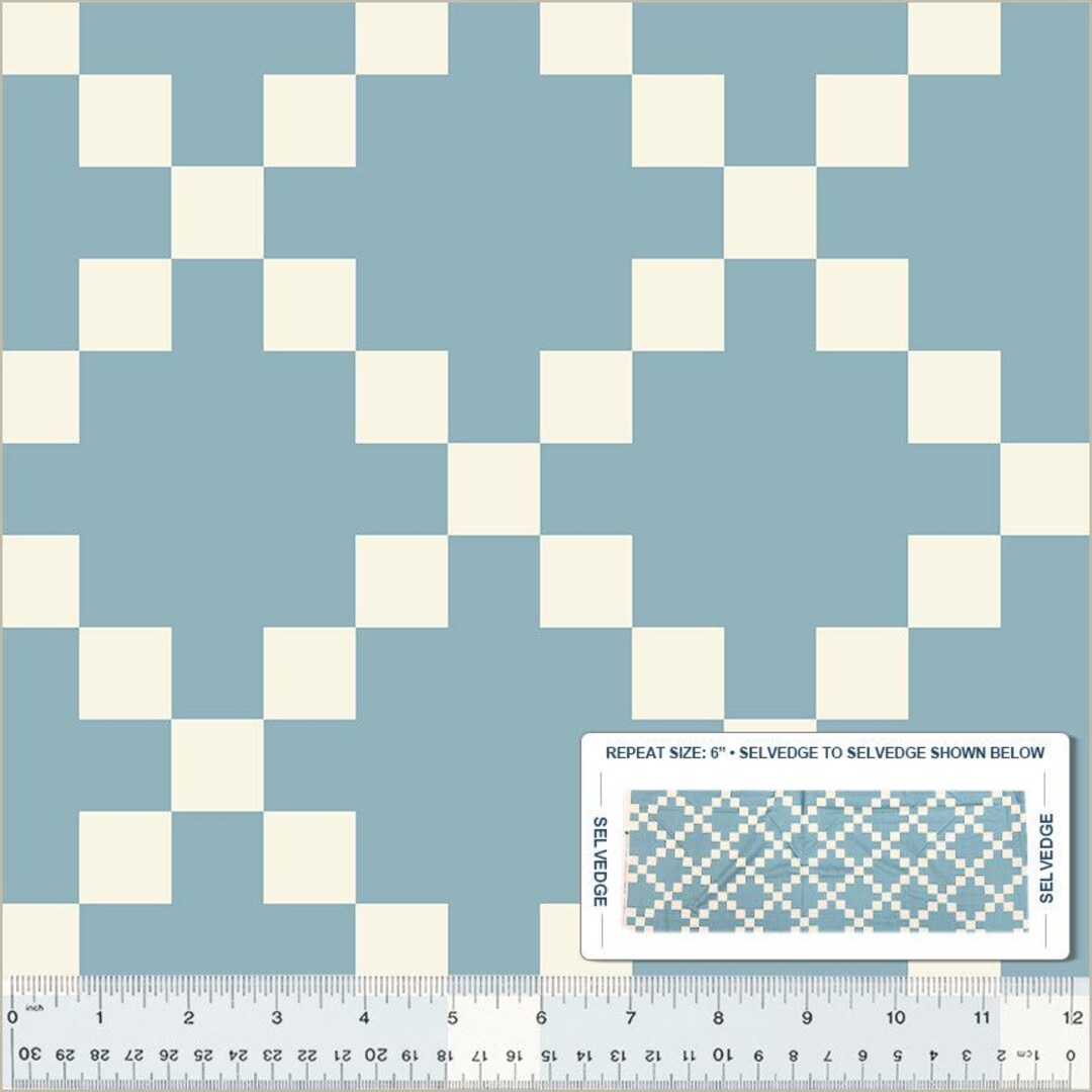 Perfect Points by Whistler Studios for Windham Fabrics - Nine Patch - Blue, Sold by the Quarter ...