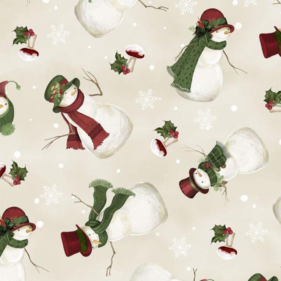 Tossed Snowmen - Cream - Woodland Snowmen by Danielle Leone for ...