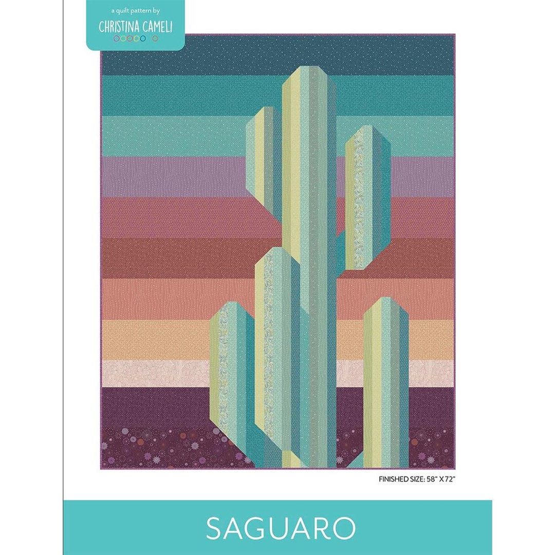 Saguaro Quilt Pattern by Christina Cameli - Colorful Desert Cactus ...