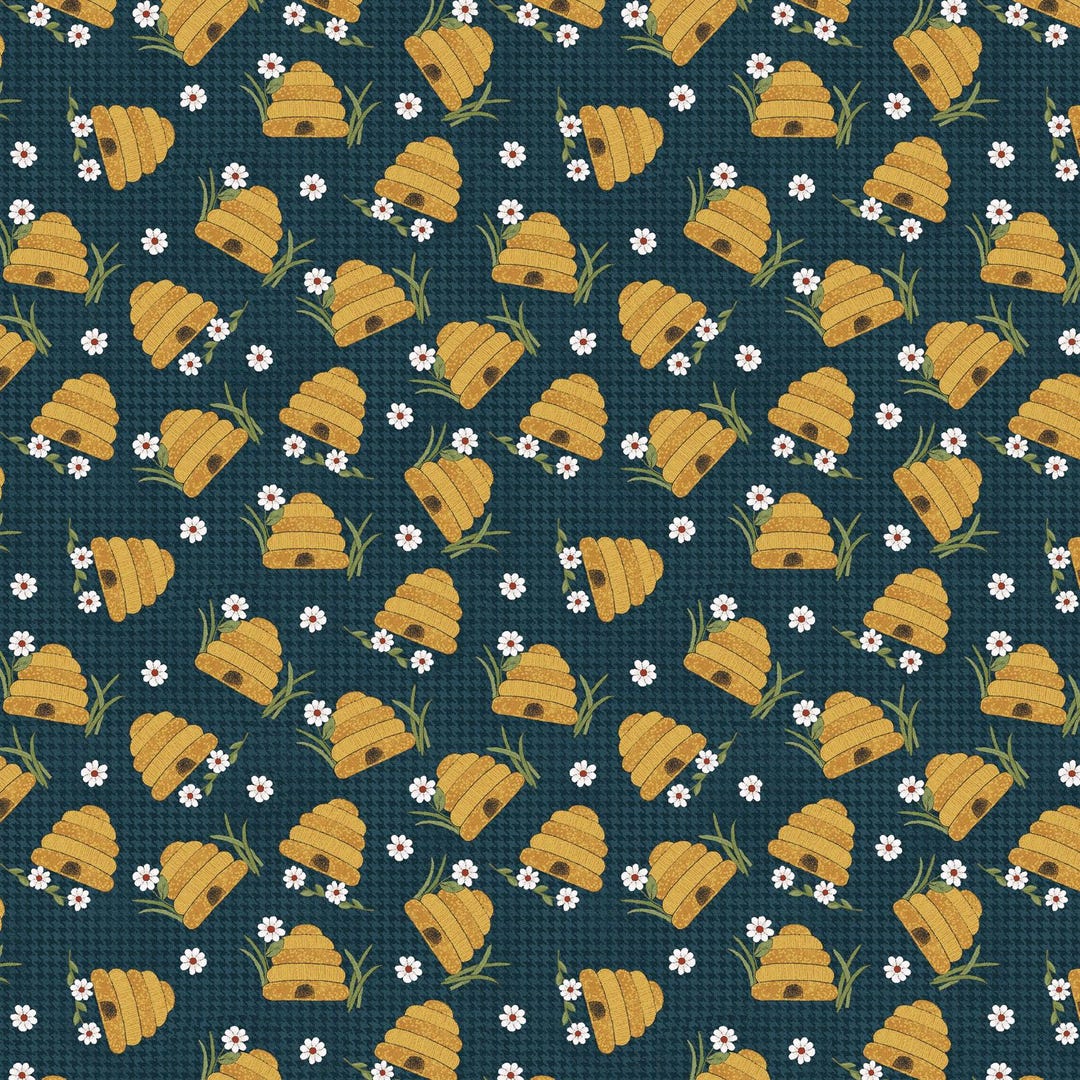 Prairie Hive - Dark Blue - Prairie Chicks by Cheryl Haynes for Benartex ...