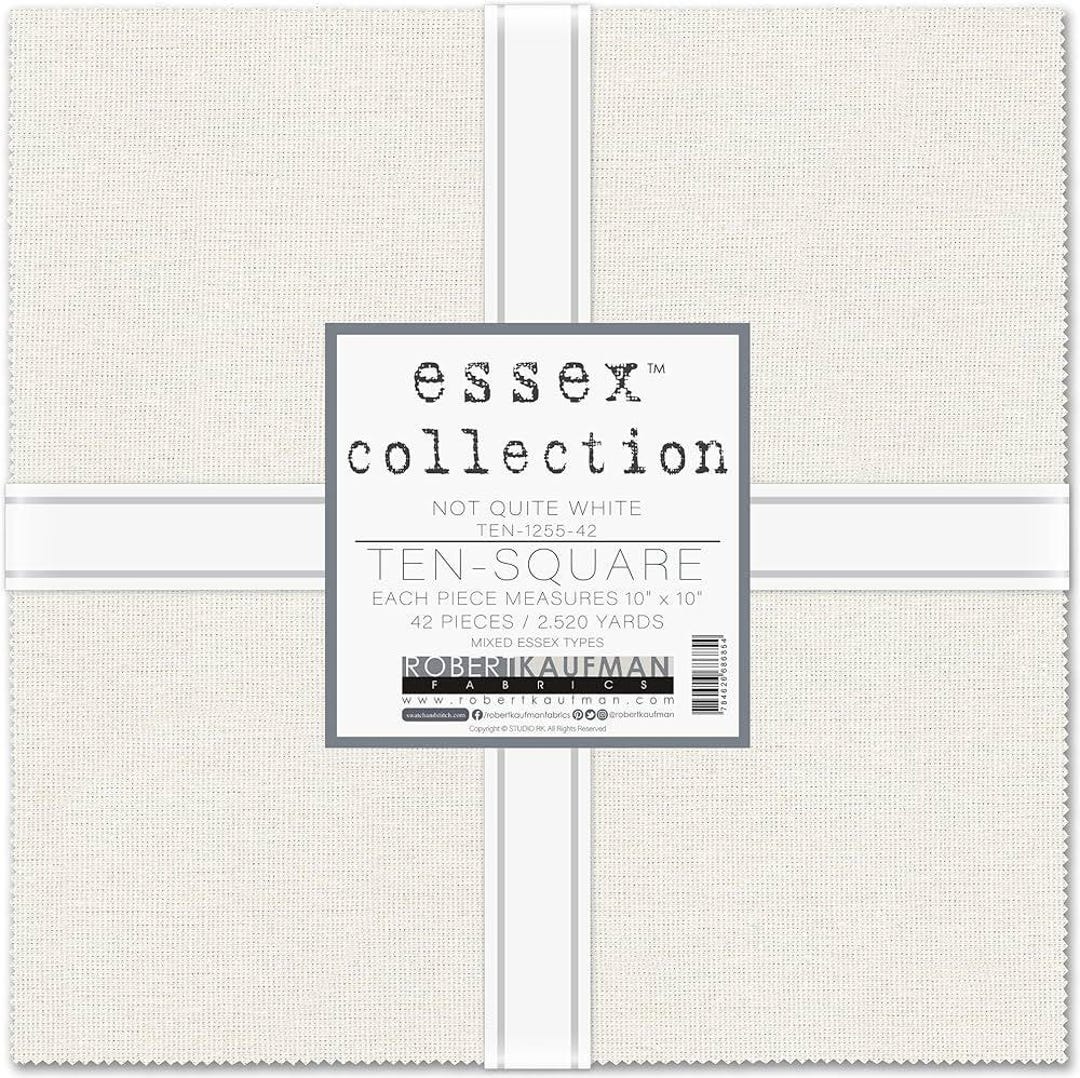 Kaufman Essex Collection: Not Quite White Ten Inch Squares Linen Blend ...
