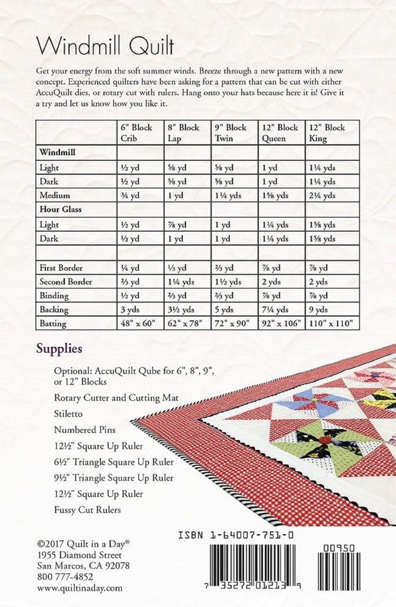 Instant Download Windmill Quilt Pattern by Quilt in a Day, Print Now ...