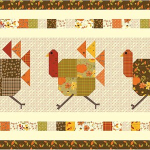 Turkey Trot Table Runner Quilt Pattern by Sandy Gervais, Thanksgiving ...