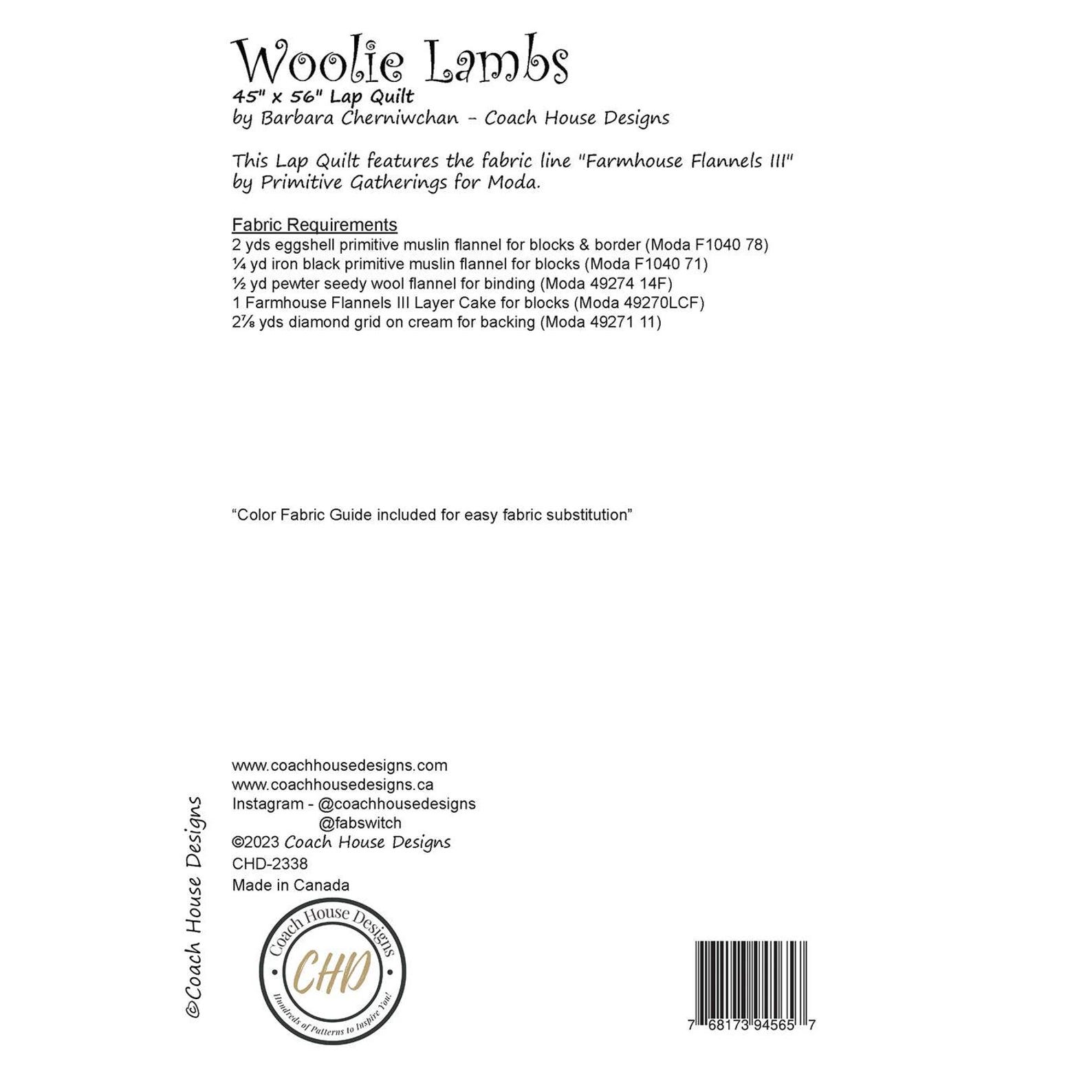 Woolie Lambs Quilt Pattern by Barbara Cherniwchan - Modern Lamb Quilt ...