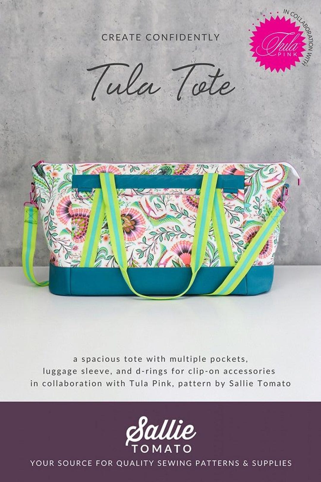 Tula Tote Paper Pattern by Tula Pink, Make Your Own Bag for Retreats or ...