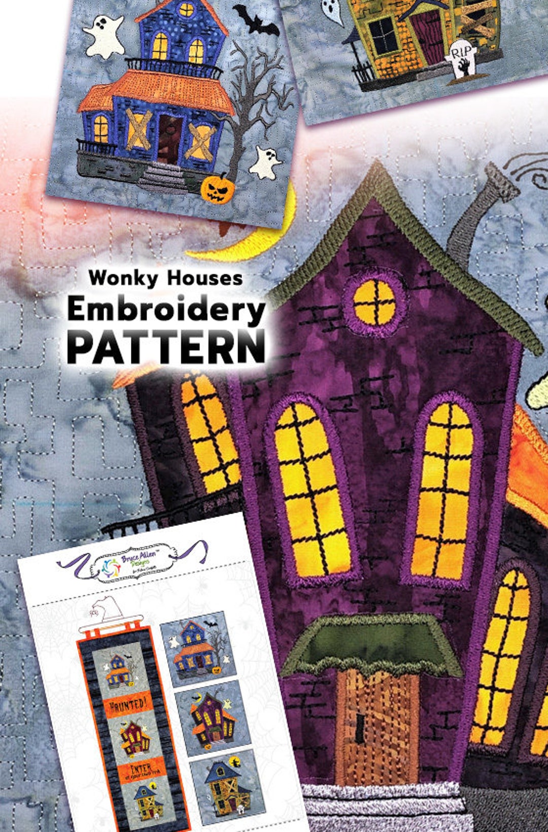 The Wonky Houses: Haunted Halloween Machine Embroidery Design - Etsy