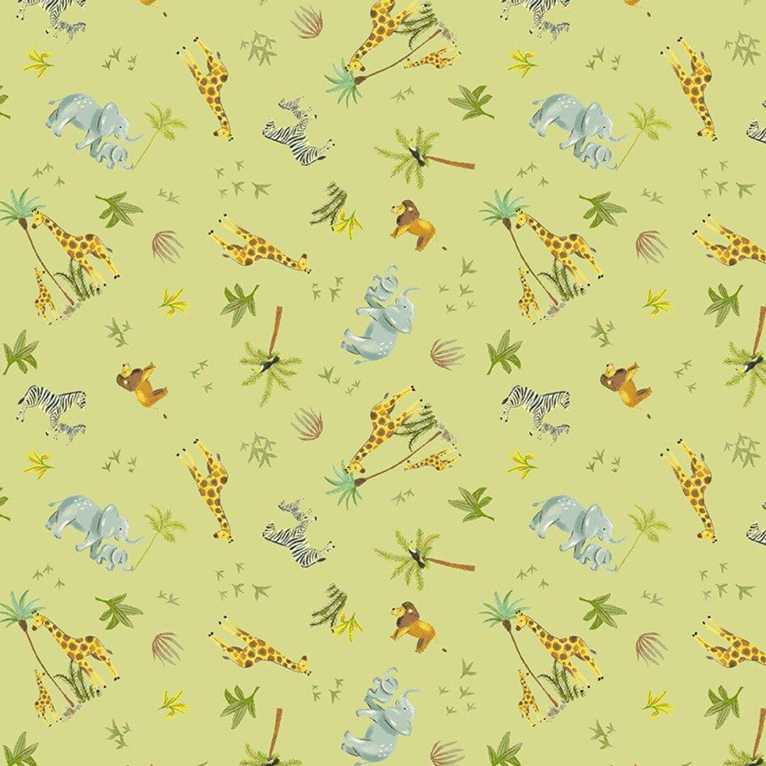 A Day of Play - Pale Olive - King of the Jungle - WINDHAM, Fabric Sold ...