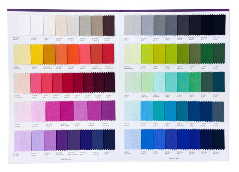 Free Spirit - Designer Essential Solids - Swatch Card - Etsy