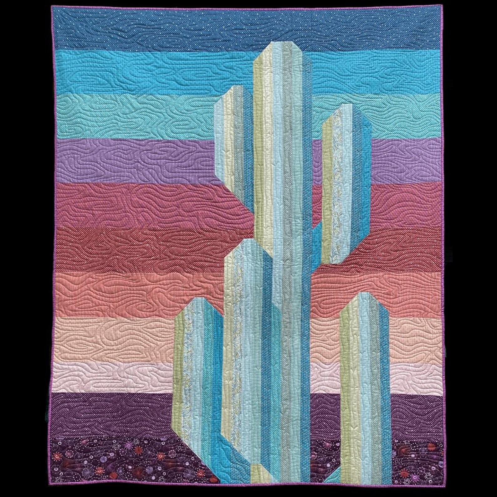 Saguaro Quilt Pattern by Christina Cameli - Colorful Desert Cactus ...