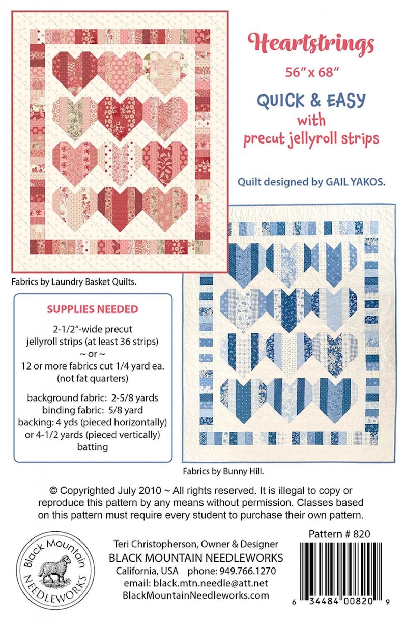 Heartstrings Quilt Pattern by Black Mountain Needleworks - Etsy