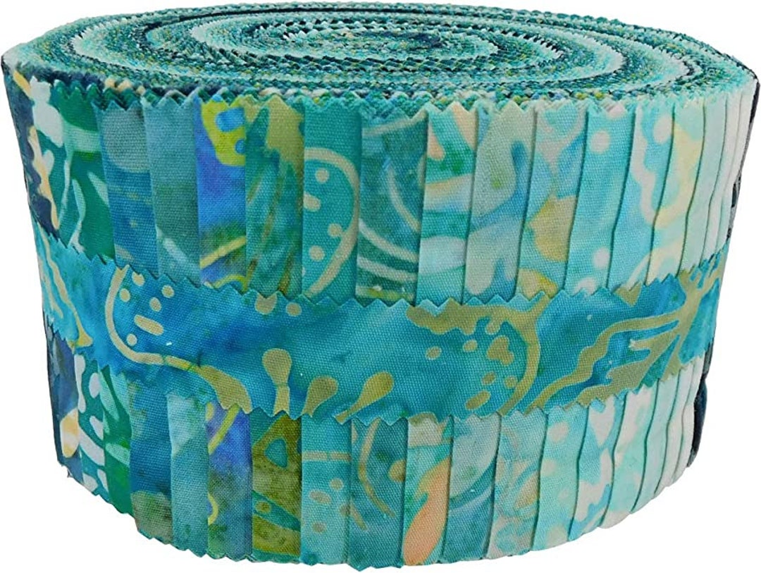 Turquoises Java Batik 2.5 Inch Strips 40 Pas, Cool Color Tone Fabric ...