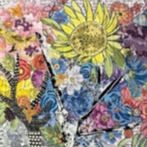 Birch Street Collage Pattern by Laura Heine, Floral Home Sweet Home ...