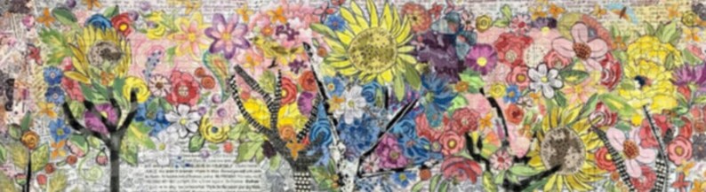 Birch Street Collage Pattern by Laura Heine Floral Home Sweet - Etsy