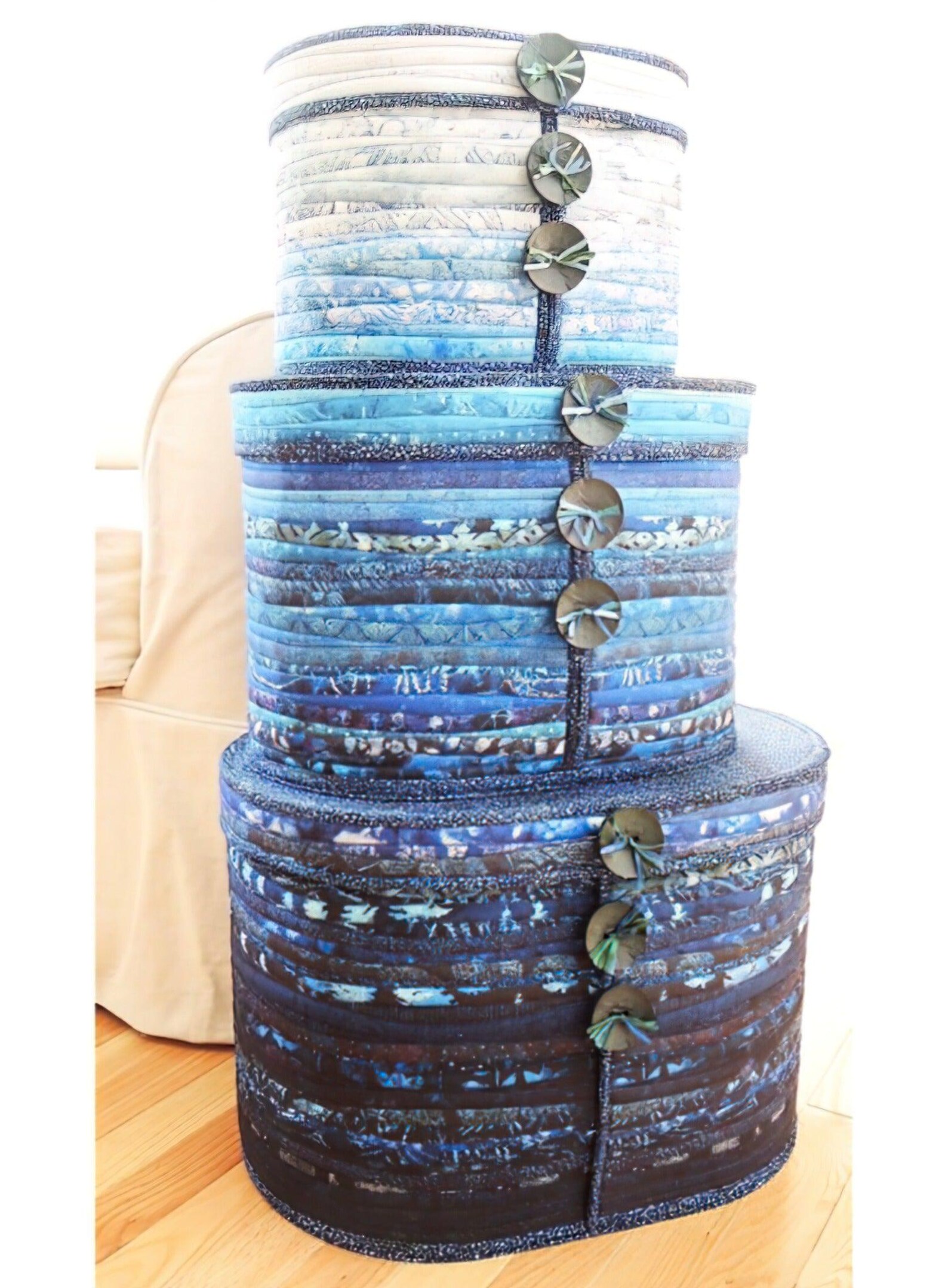 Covered Oval Crates Pattern by Aunties Two, Quilted Storage Cubbies ...
