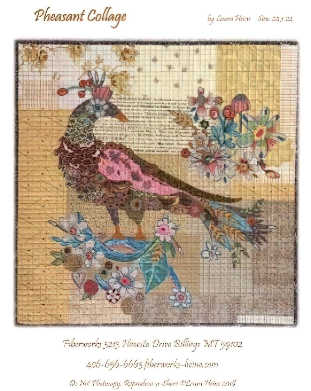 Pheasant Collage Pattern by Laura Heine - Fiberworks Fabric Collage Art ...