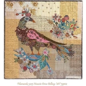 Pheasant Collage Pattern by Laura Heine - Fiberworks Fabric Collage Art ...