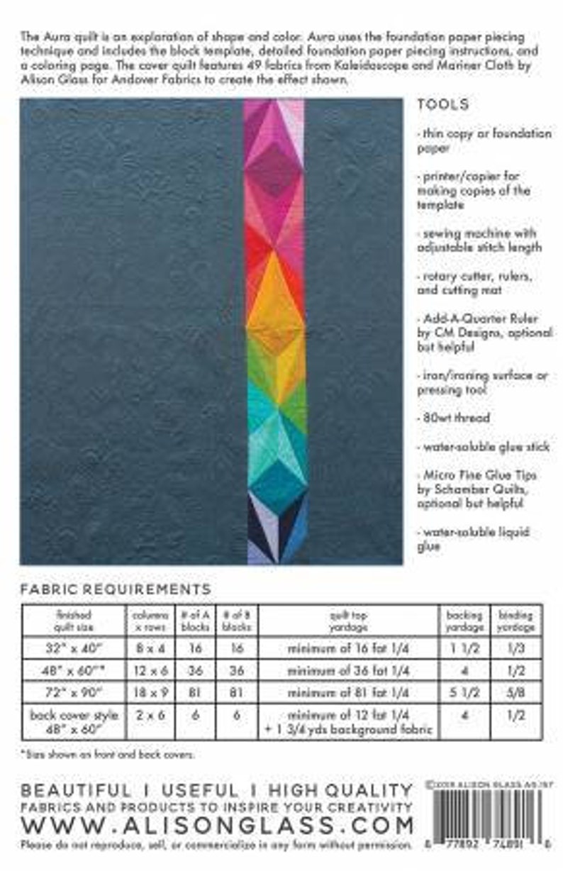 Aura Foundation Paper Piecing Pattern, a Super Colorful Ombre Quilt ...