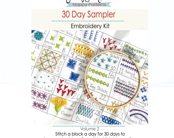 30 Day Sampler Embroidery Class Volume 2, Embroidery Sampler Kit With ...