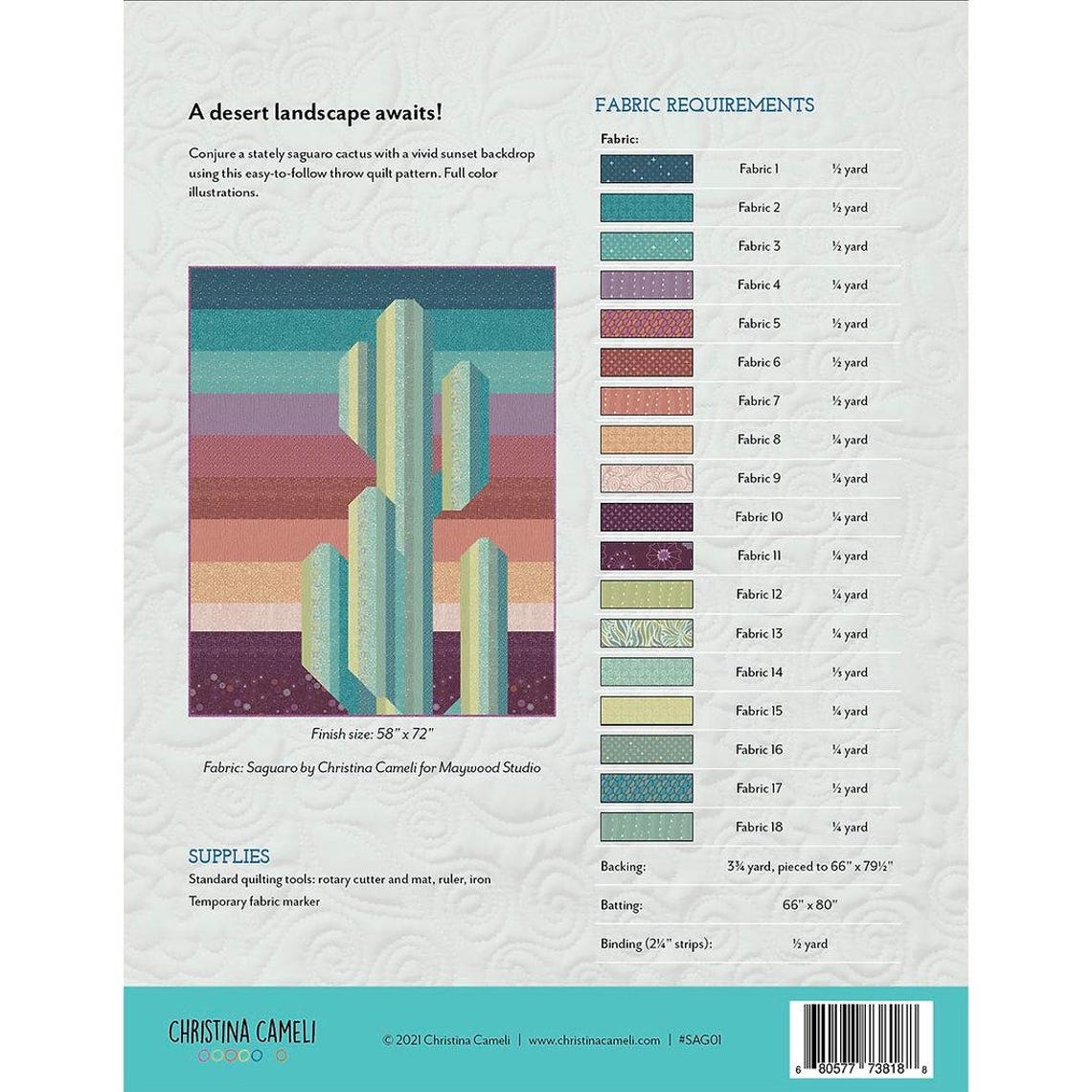 Saguaro Quilt Pattern by Christina Cameli - Colorful Desert Cactus ...