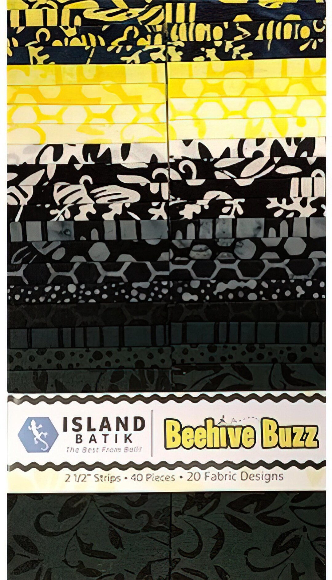 Island Batiks - Beehive Buzz 2.5 Inch Strip Pack 40 Pcs - Black and ...