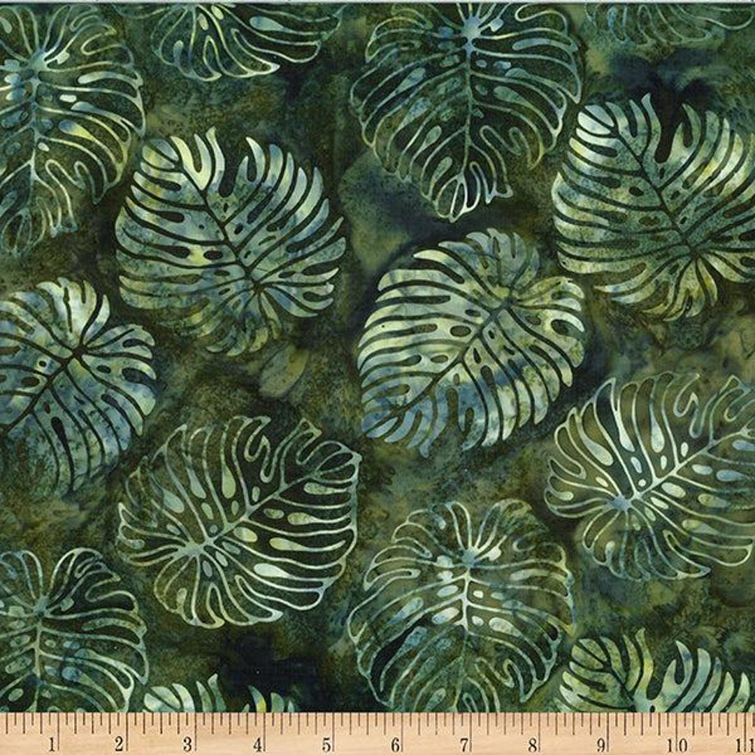 Monstera Leaf - Pine - Forest Floor Batiks From Hoffman, Sold by the ...