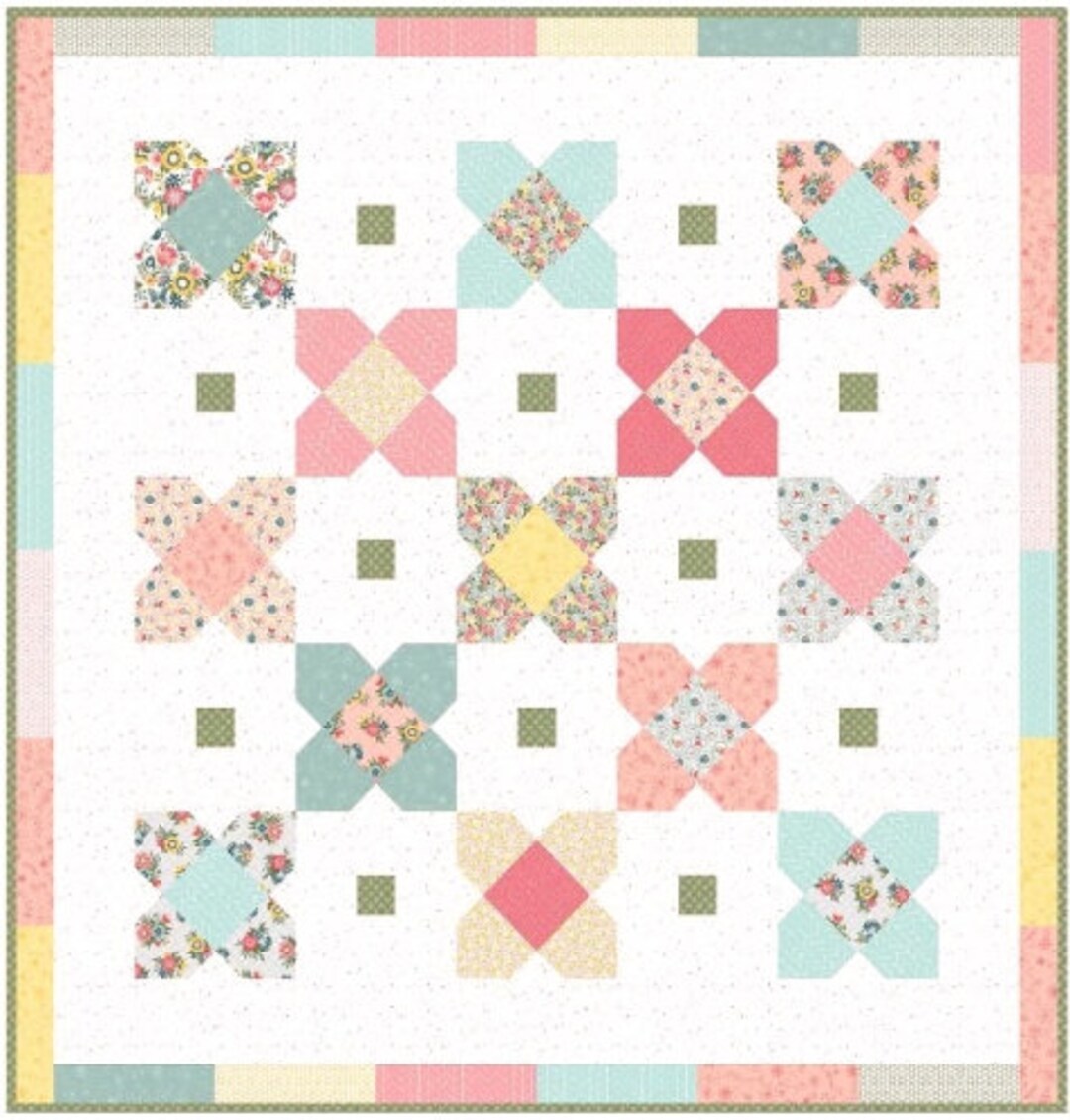 Petals on Point Pattern Kimberbell Quilt Kit, Vintage Floral Fabric ...