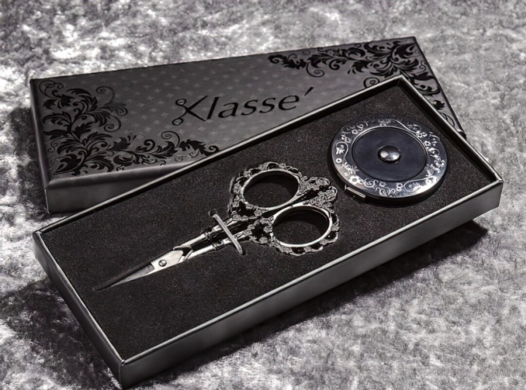 Klasse Black Embroidery Scissor and Tape Measure, Elegant Gift Set for ...