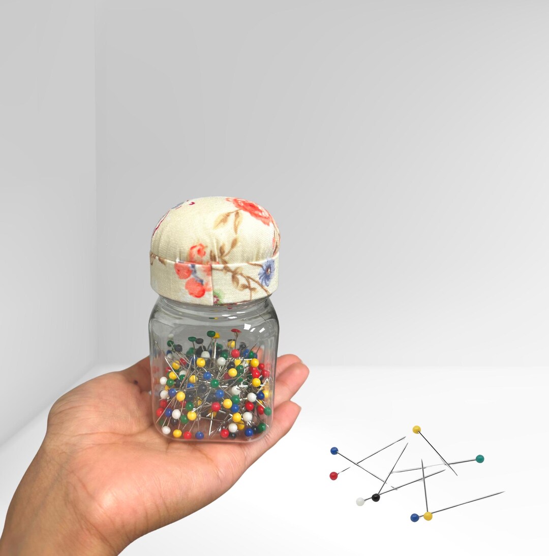 Pins in a Jar by Dritz- Floral Pin Cushion Holder Lid, Includes 200 ...