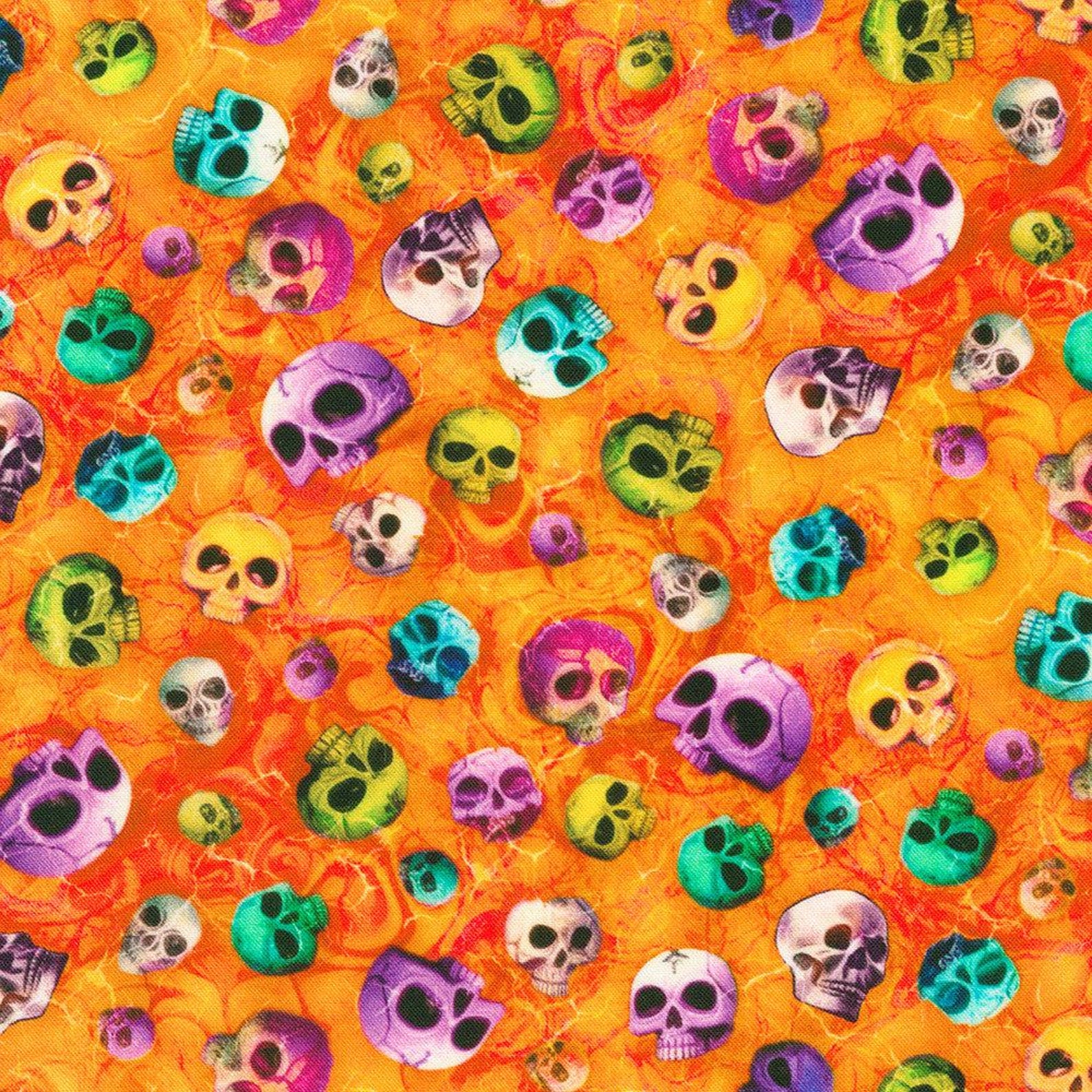 Skull Toss - Ember - Bright Frights by Catriona Crehan for KAUFMAN ...