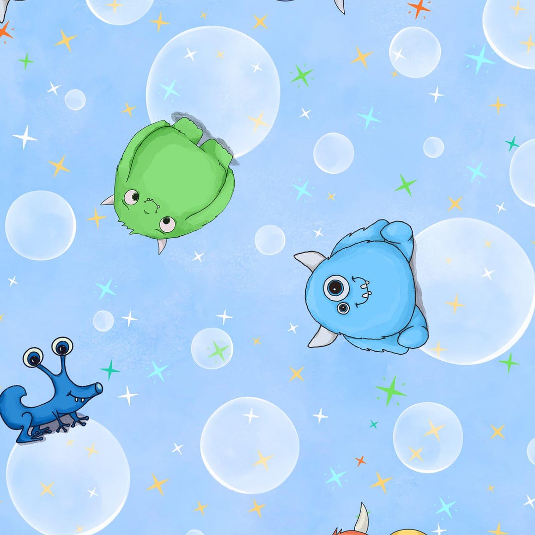 Monster Bubbles - Light Blue - Space Monsters by Maywood Studio, Sold ...