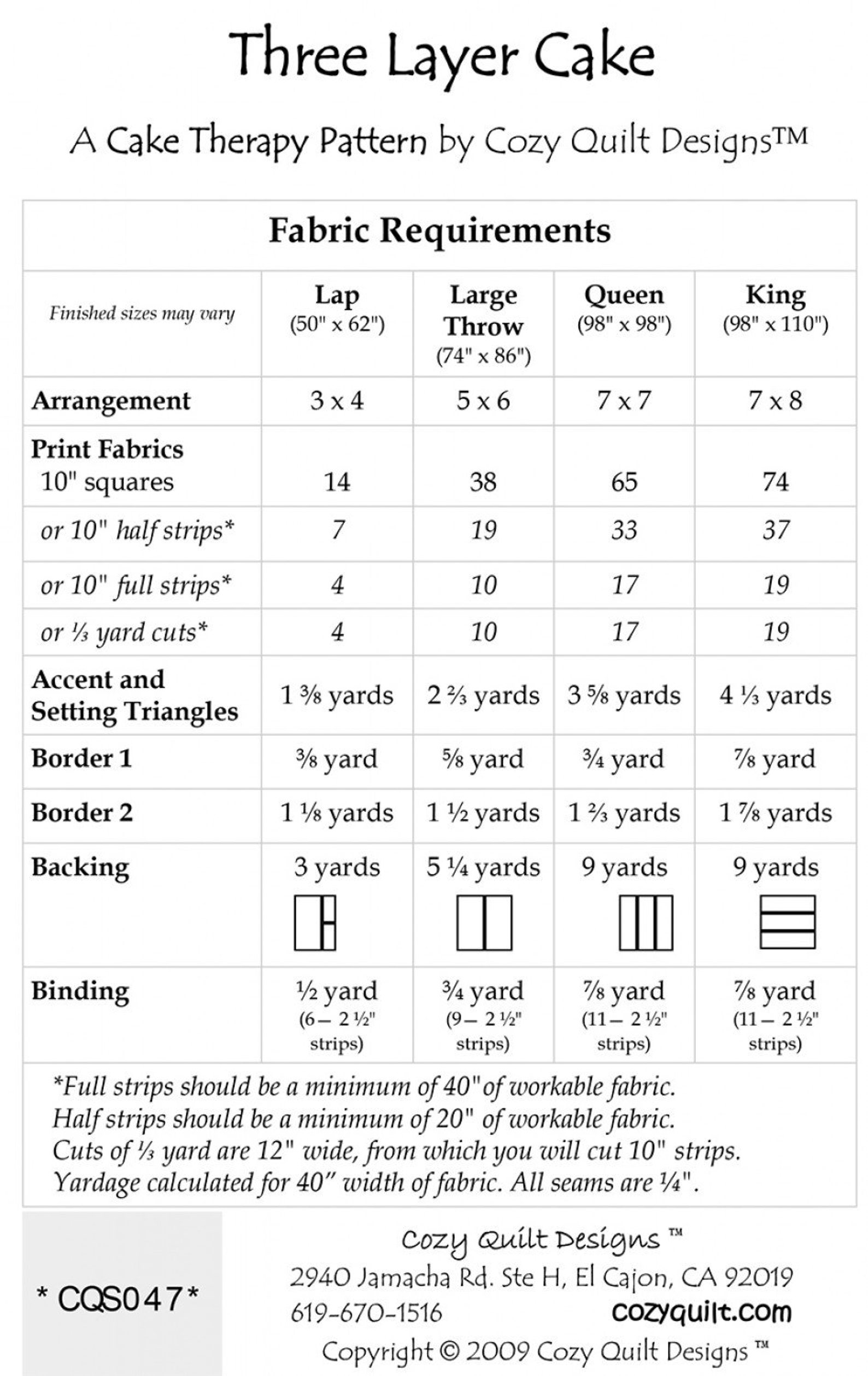 Three Layer Cake Quilt Pattern by Cozy Quilt Designs - Etsy