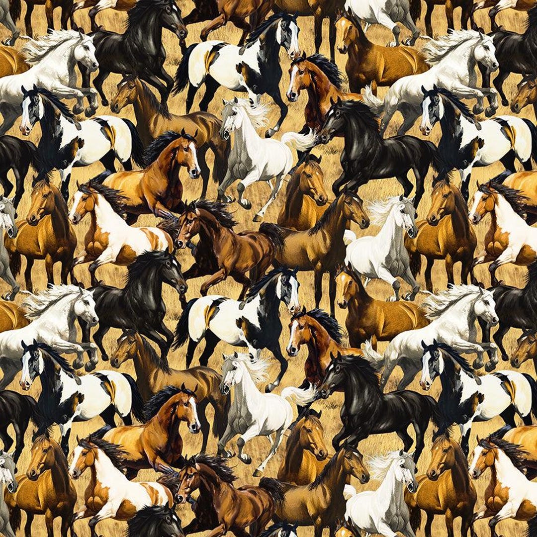 Gallant Gallopers - Multi - Wildlife for Windham Fabrics, Sold by the ...