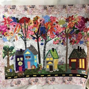 Birch Street Collage Pattern by Laura Heine, Floral Home Sweet Home ...