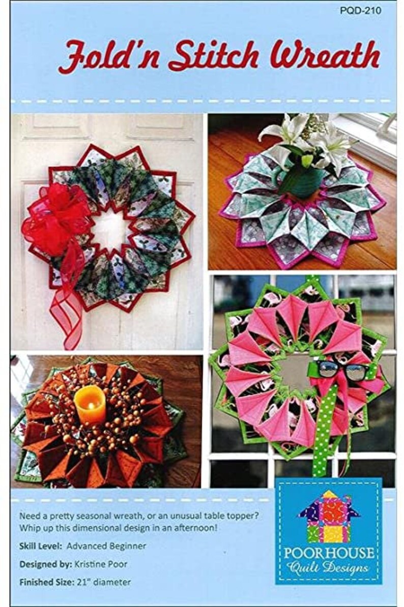 Poorhouse Quilt Designs Fold'n Stitch Wreath Pattern Wall - Etsy