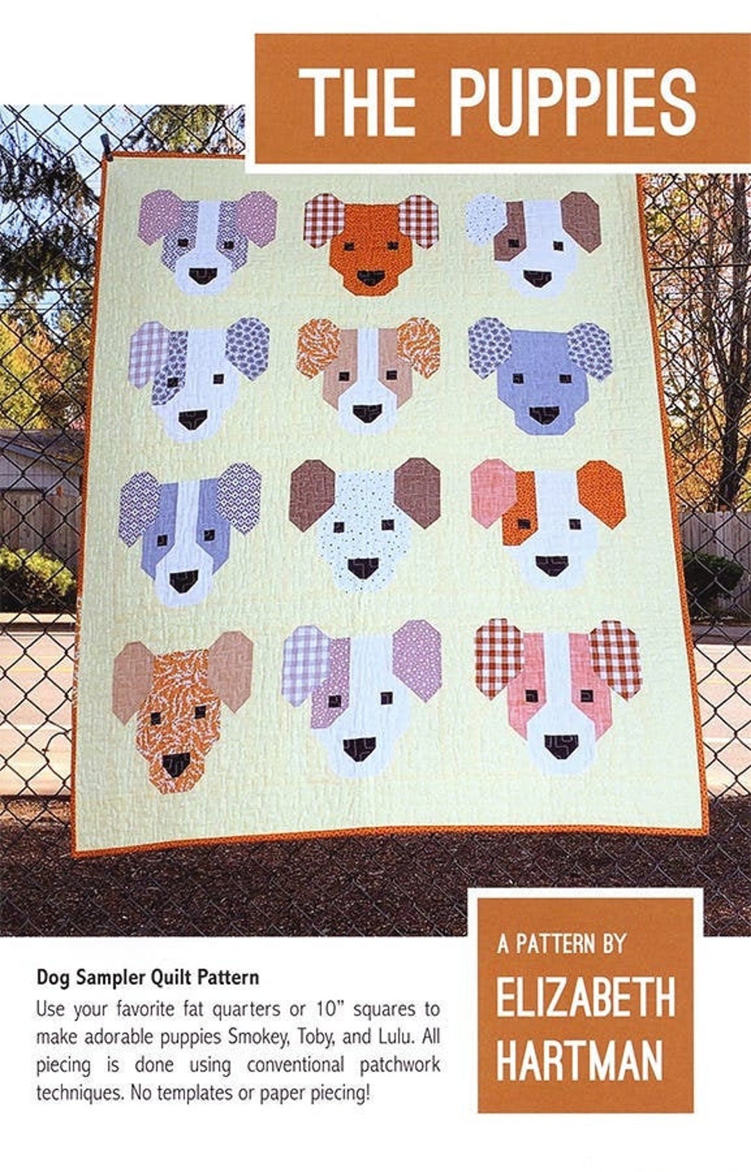 The Puppies Quilt Pattern by Elizabeth Hartman, Dog Quilt Pattern for ...