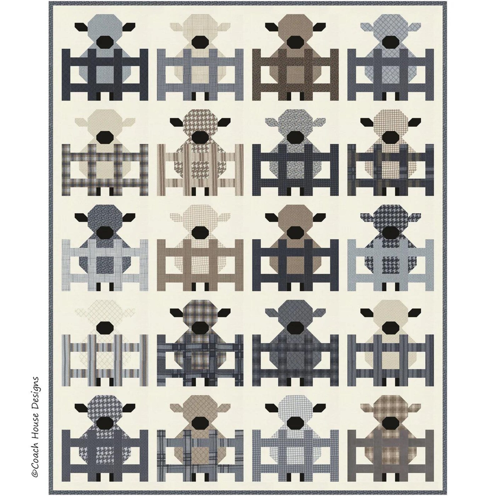 Woolie Lambs Quilt Pattern by Barbara Cherniwchan - Modern Lamb Quilt ...