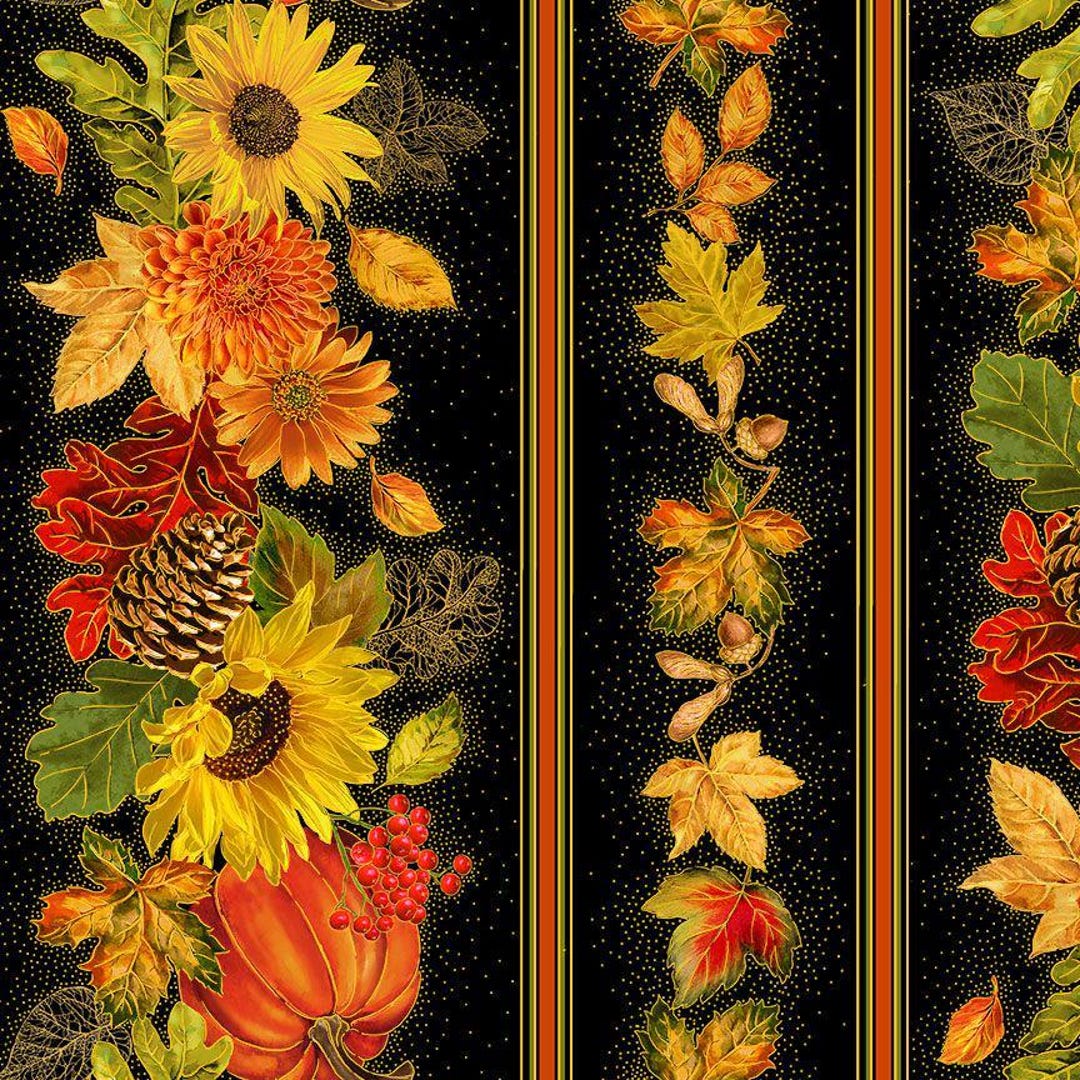 Harvest 11" Stripes - Black - Thankful by Timeless Treasures, Cotton ...