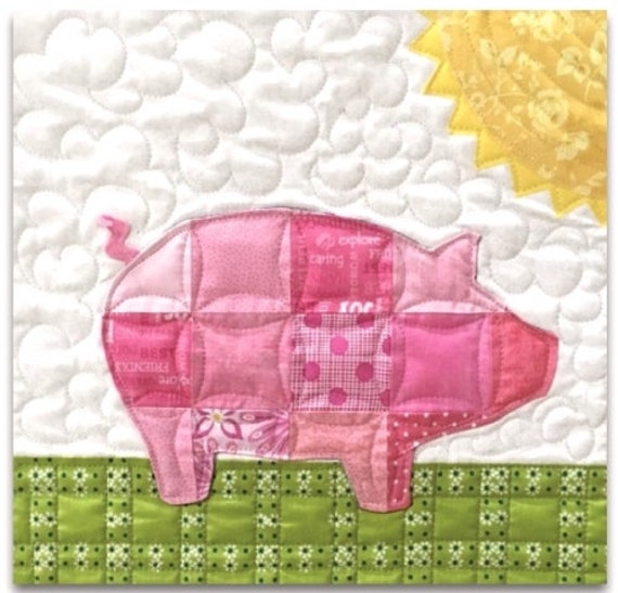 Pig Quilt Block Kit Precut Pig Kit All Fabric & Pattern - Etsy
