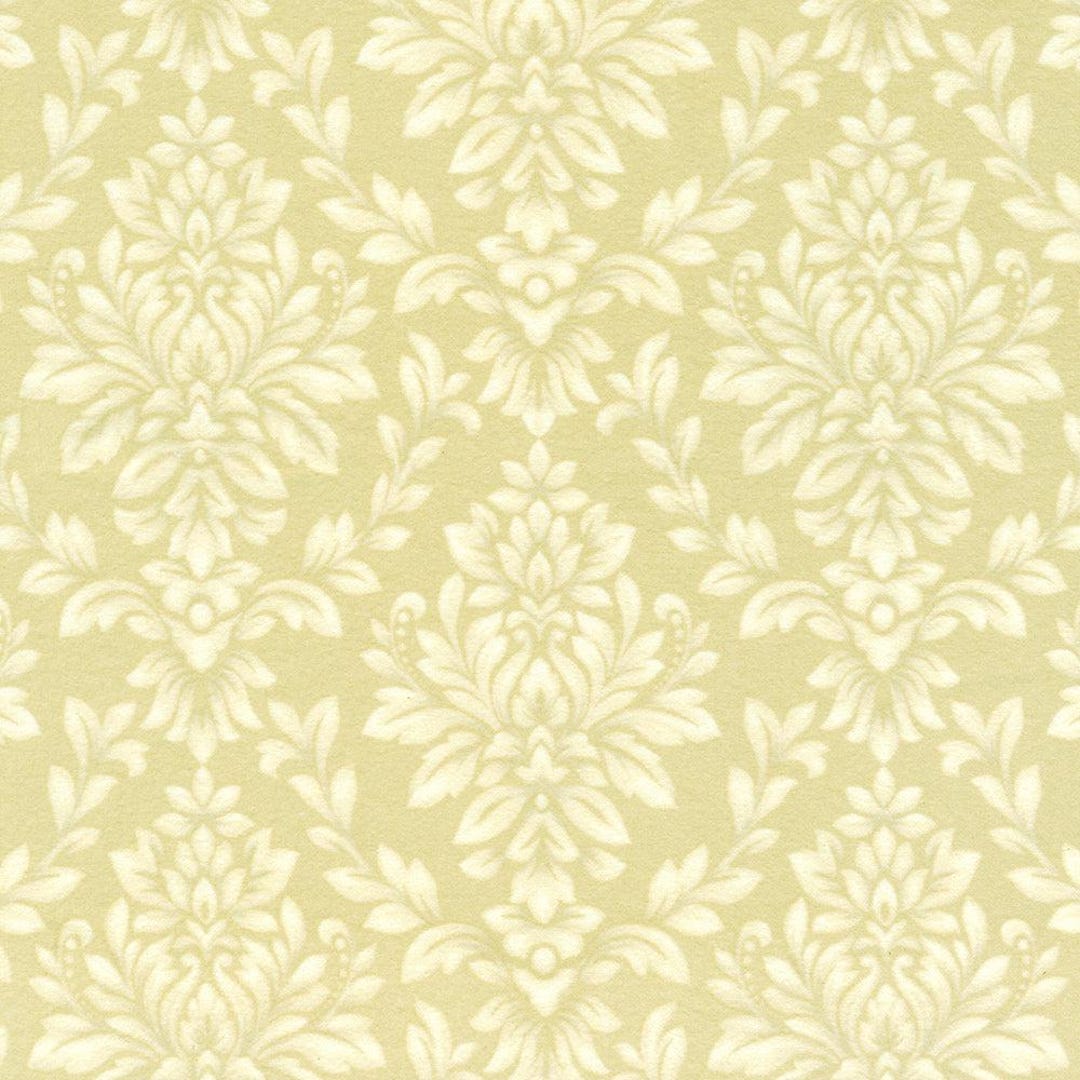 Leaf Scrolls - Cream - Bouquet of Roses Flannel From Robert Kaufman ...