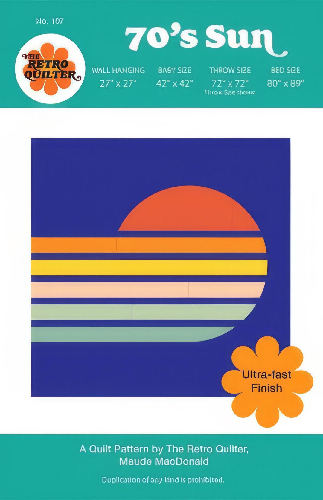 70's Sun Quilt Pattern by Maude Macdonald the Retro Quilter - Etsy