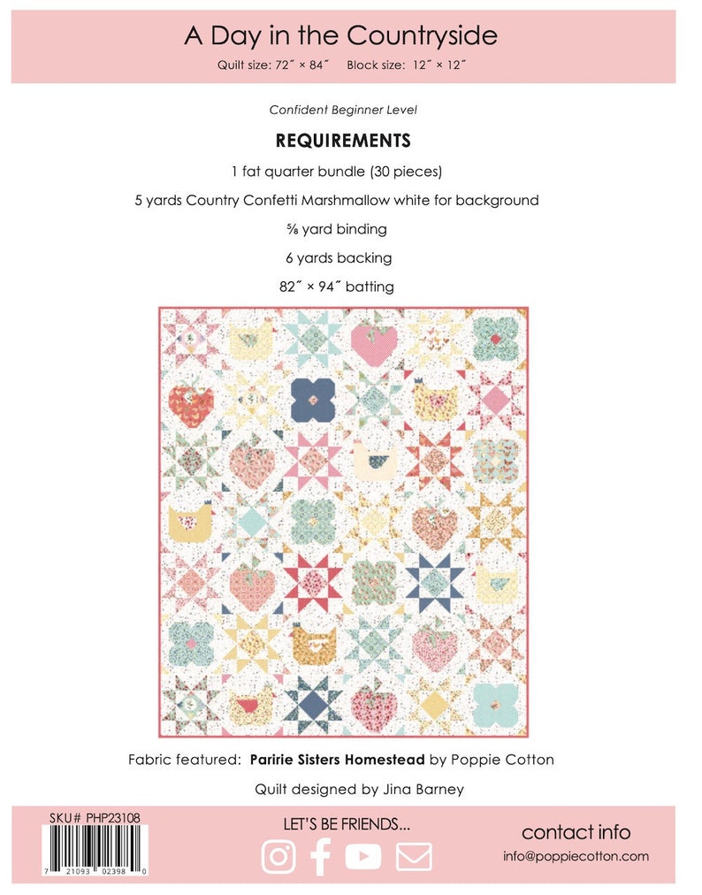 A Day in the Countryside Quilt Pattern by Poppie Cotton - Etsy