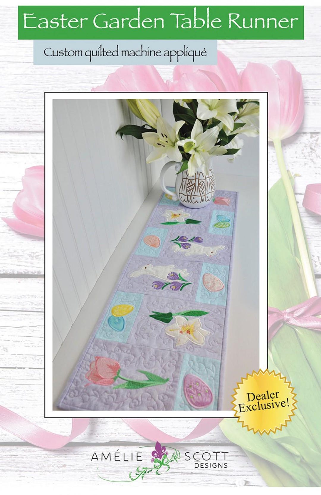 Easter Garden Table Runner Machine Embroidery by Amelie Scott Designs ...
