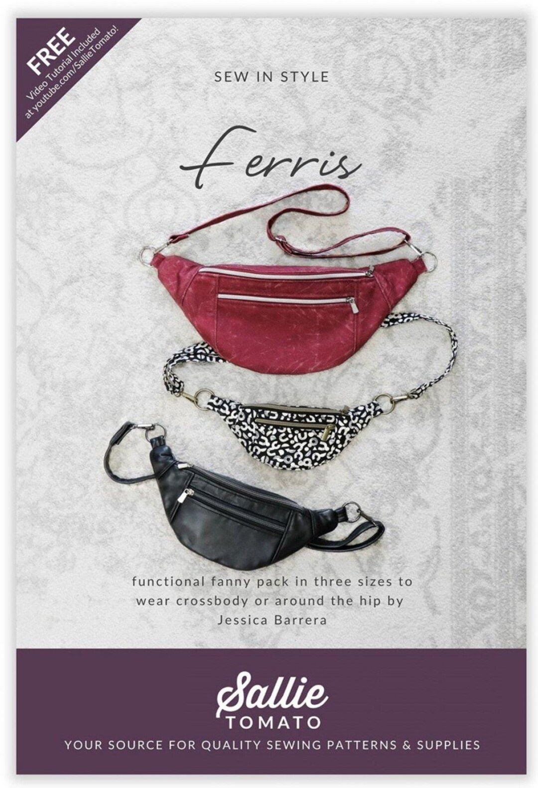 Ferris Fanny Pack Pattern by Sallie Tomato - Quilted Modern Large Fanny ...