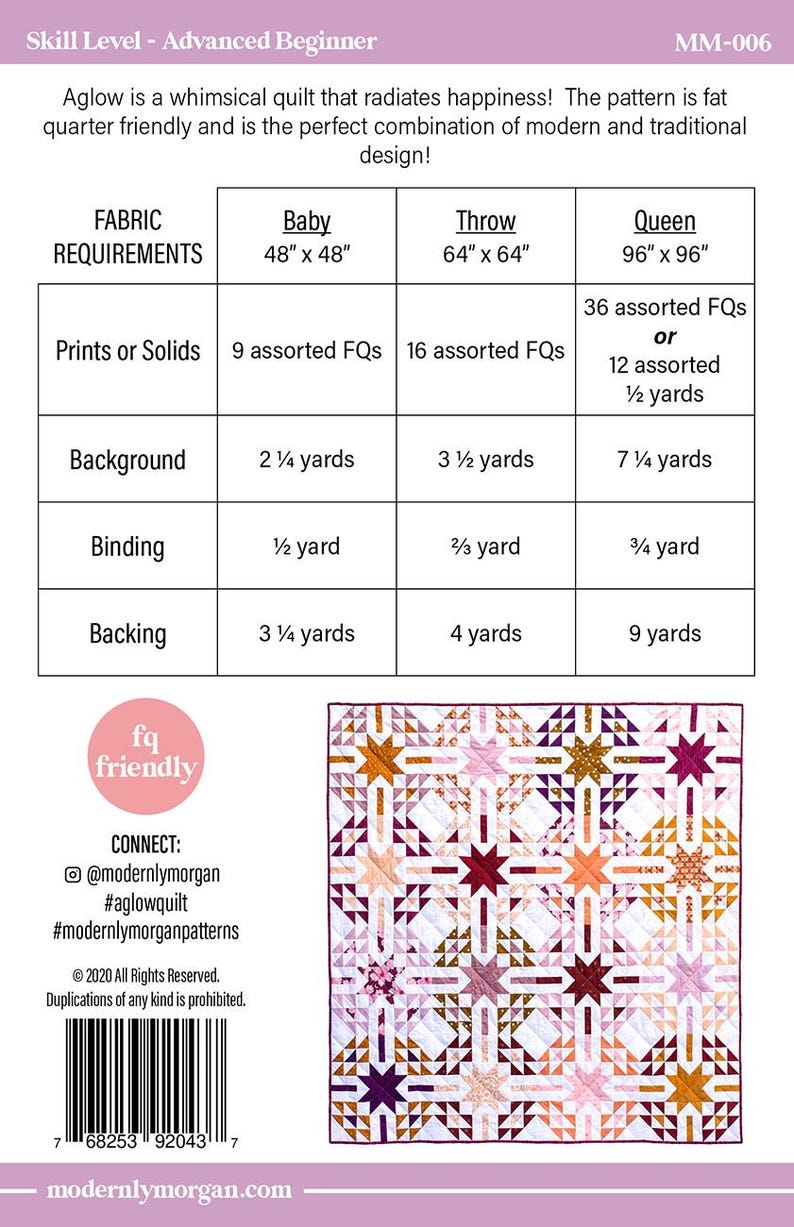 Aglow Quilt Pattern by Morgan Mccollough From Modernly Morgan - Fat ...