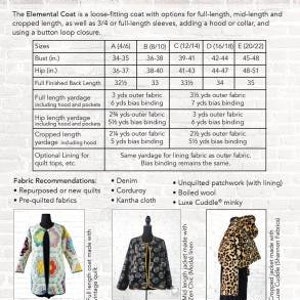 Elemental Coat Sewing Pattern by Crinkle Dreams - Great Gift for Any ...