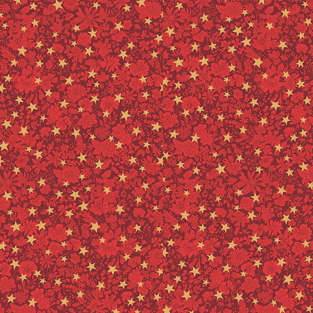 Metallic - Emily Star - B - Red - Festive Greetings by Liberty Fabrics ...