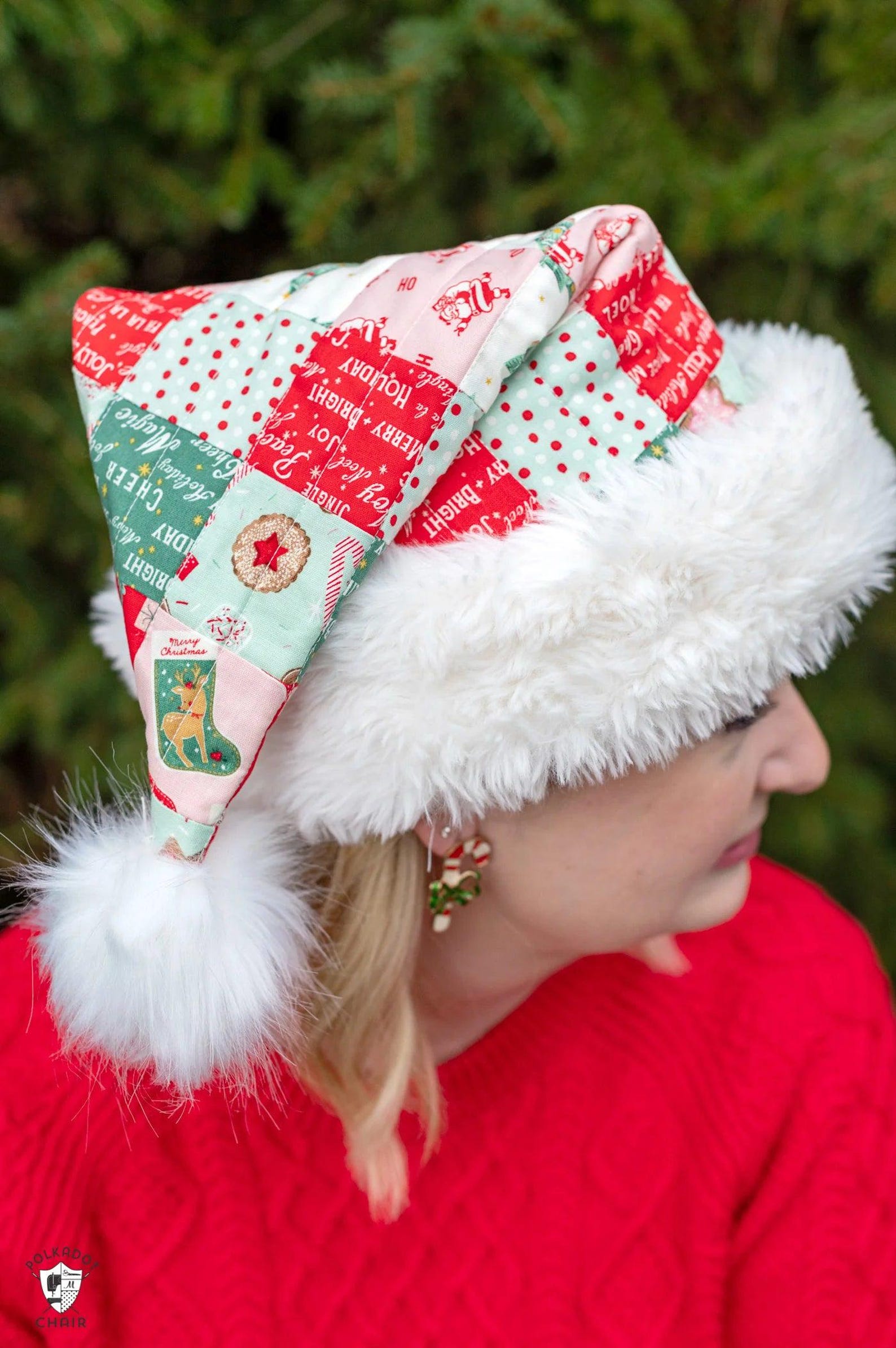 Snowbound Quilted Santa Hat Pattern by Melissa Mortenson, DIY Santa ...