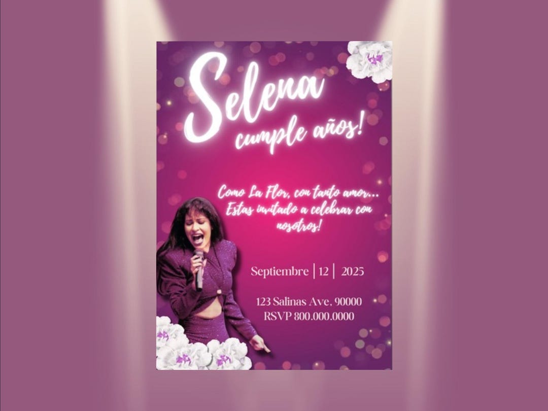 Selena Quintanilla Birthday Party Invitation! ; DIGITAL INVITATION - Etsy